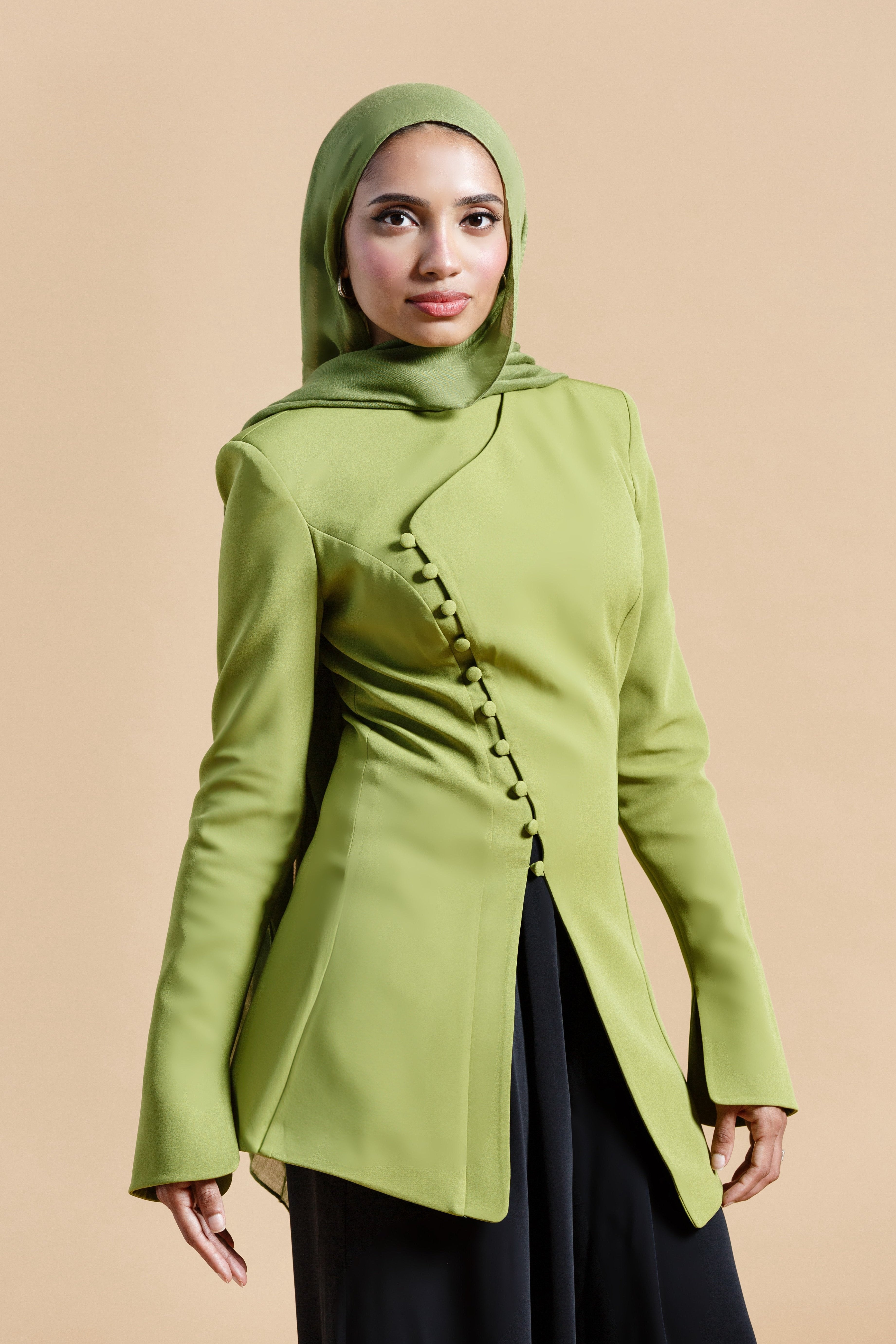 Fern Green Buttoned Blazer Tunic – Summer Evenings